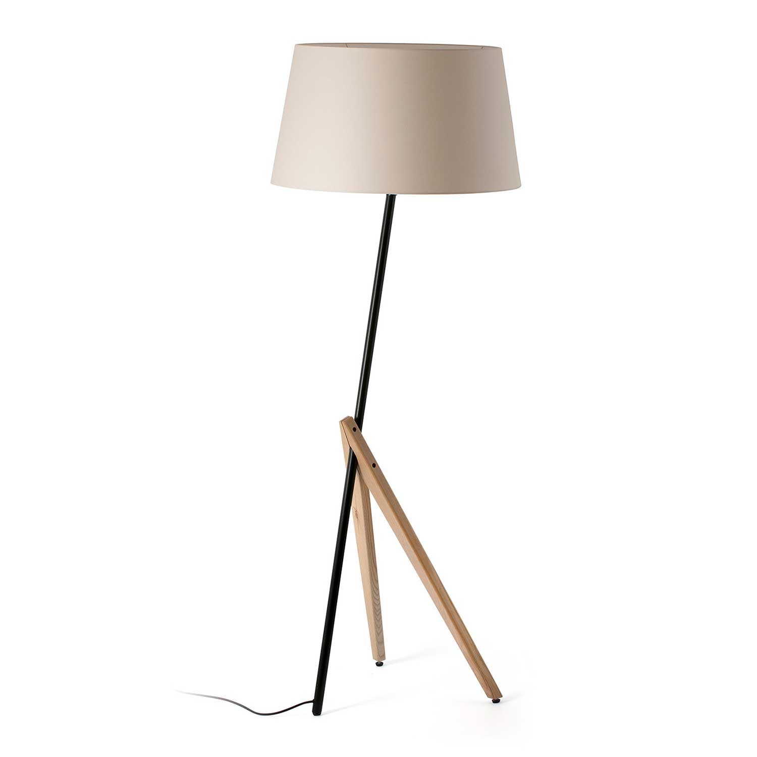 Faro Treewood - Wooden and white fabric floor lamp