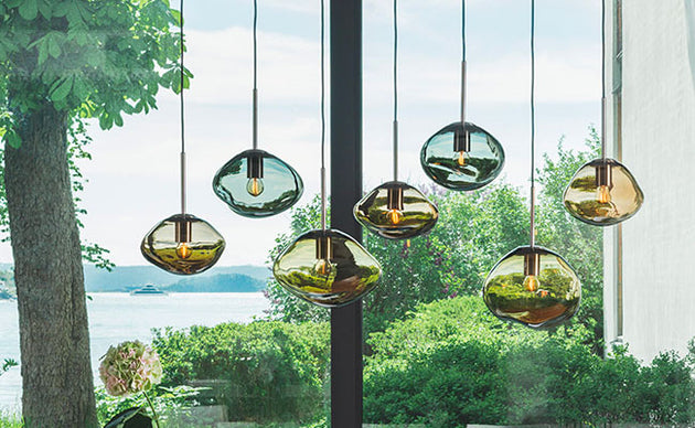 SCHNEID STUDIO STRATUS geometric pyramid wooden chandelier